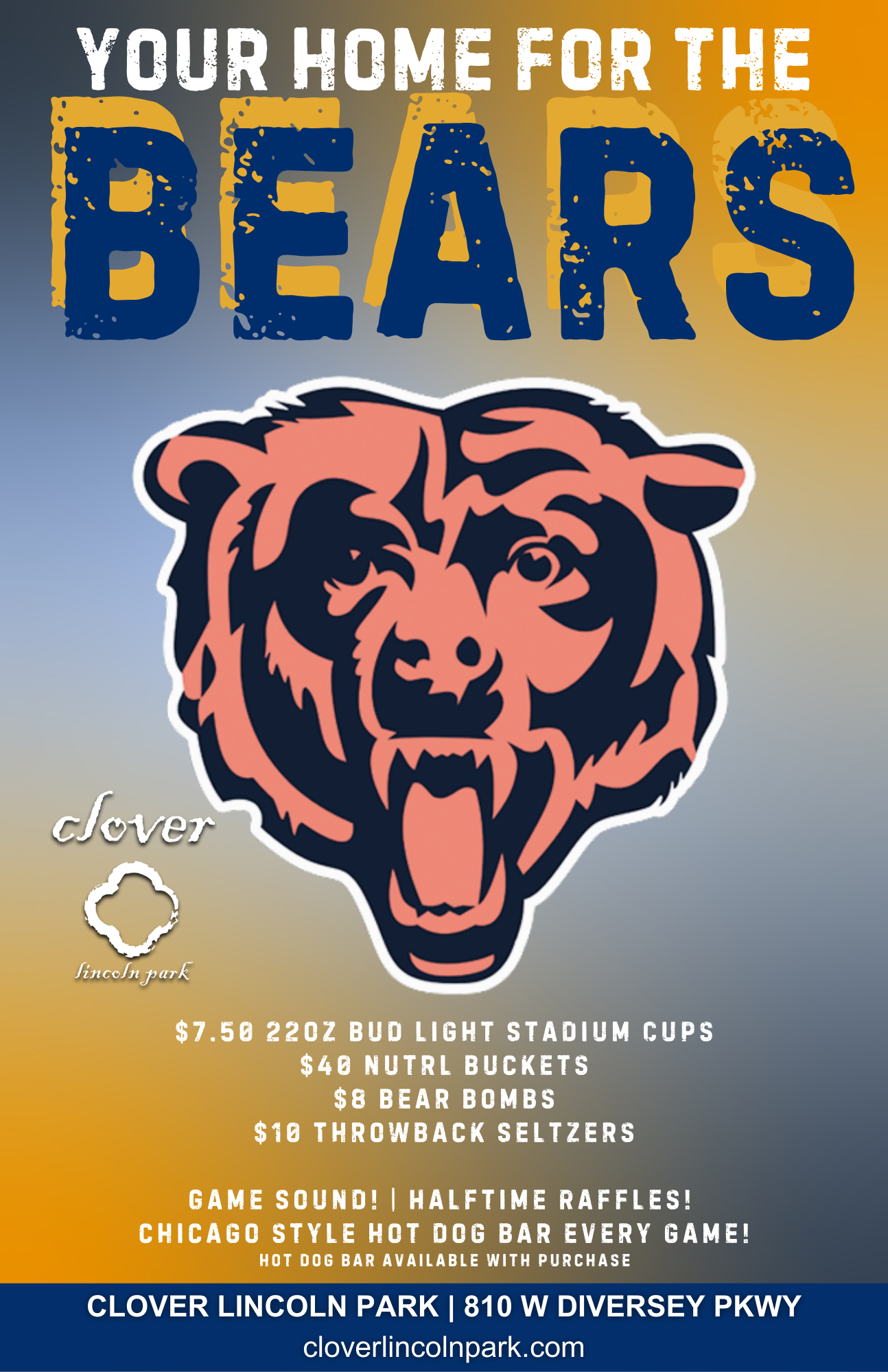 Chicago Bears Game Day Specials at Clover Lincoln Park - Clover Lincoln ...